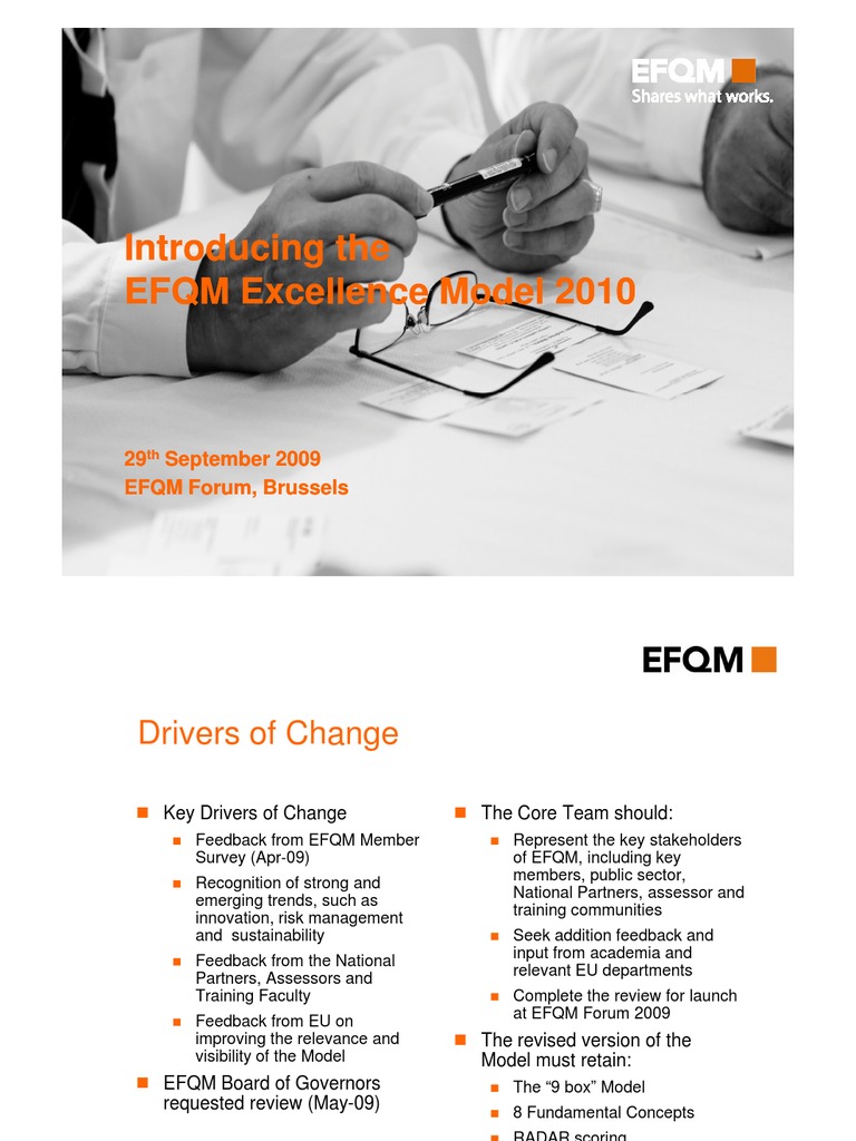 Introducing The EFQM Excellence Model 2010 | PDF | Innovation ...