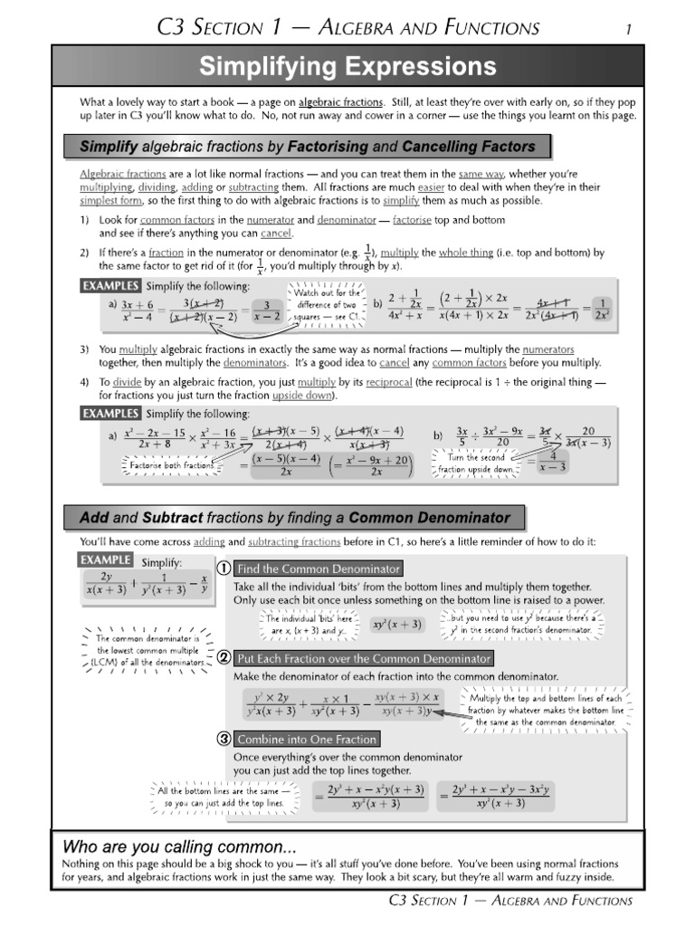 C3 Section 1 Algebra and Functions | PDF