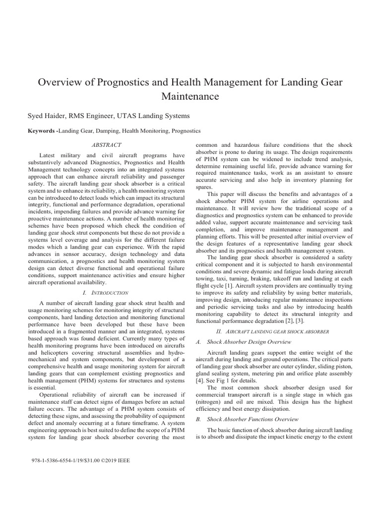 Overview of Prognostics and Health Management For Landing Gear | PDF ...
