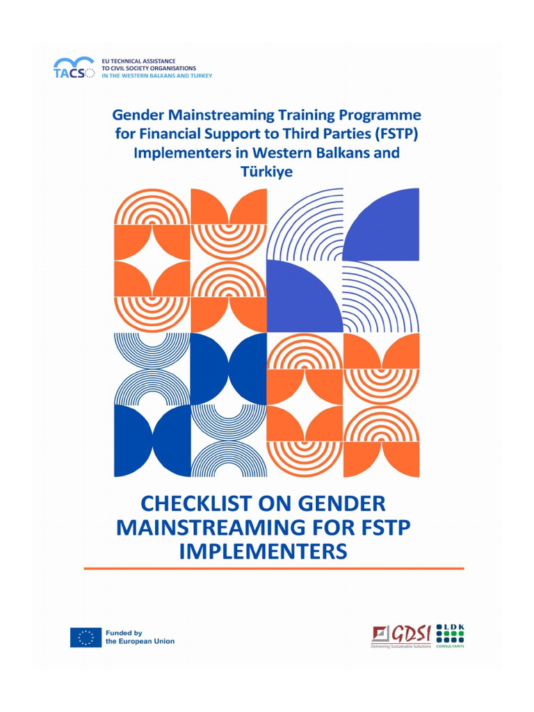 EU TACSO 3 Checklist On Gender Mainstreaming | PDF | Gender | Gender Studies