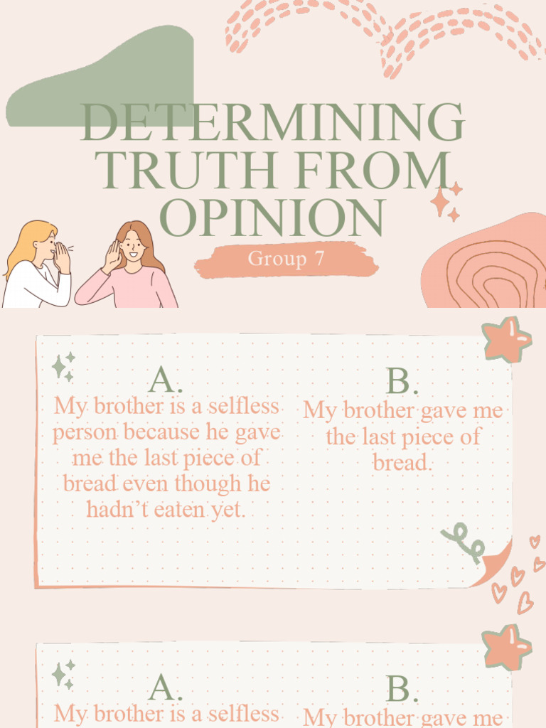 CS 12 Lesson 7 Determining Truth From Opinion | PDF | Argument | Logic