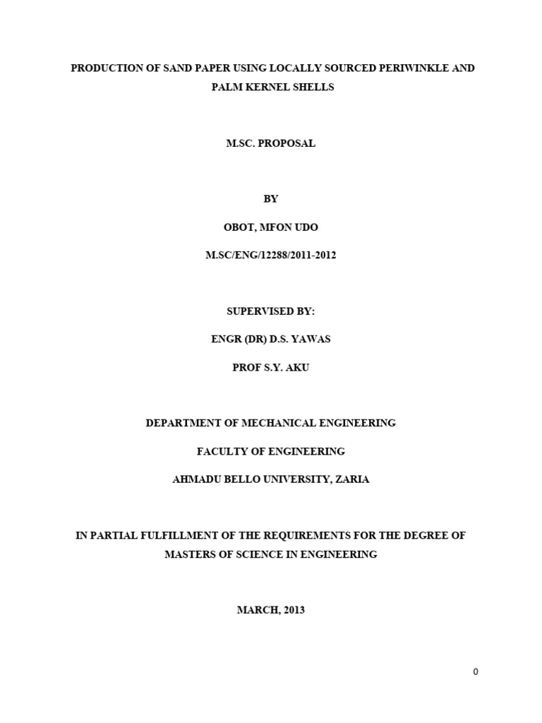 Production of Sand Paper Using Locally Sourced Periwinkle and Palm ...