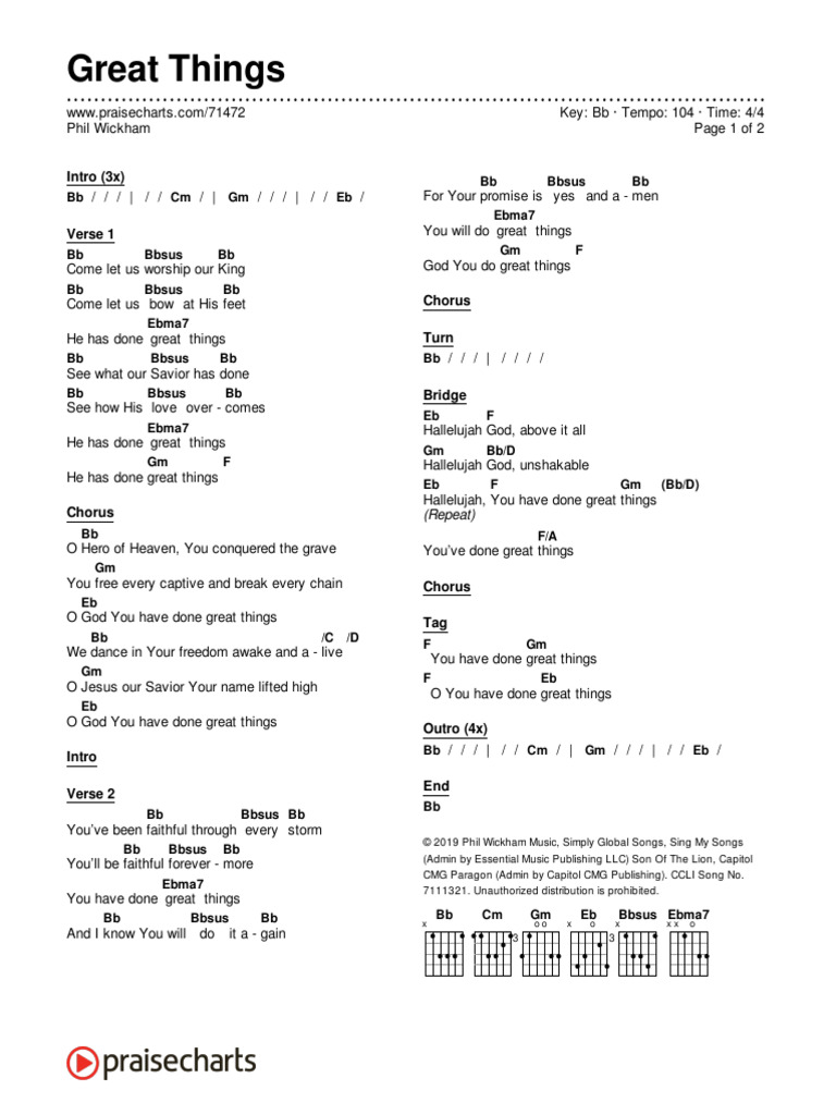 Great Things - Phil Wickham Chords | PDF | Song Structure | Musical Forms