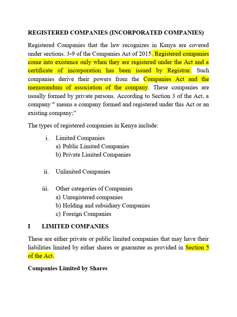 4 - Classification of Companies | PDF | Limited Company | Subsidiary