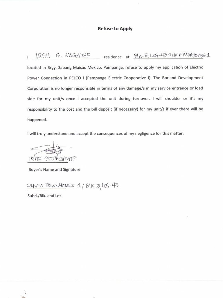 Refuse Letter OTH 1 | PDF