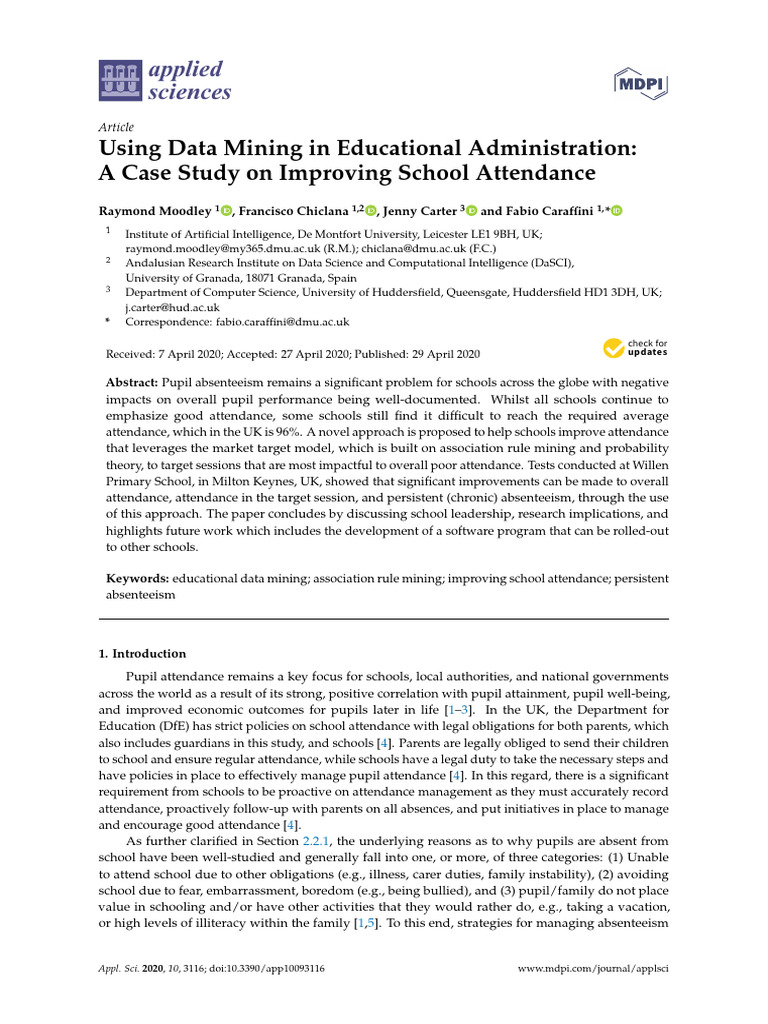 Using Data Mining in Educational Administration - A Case Study On Improving School Attendance ...