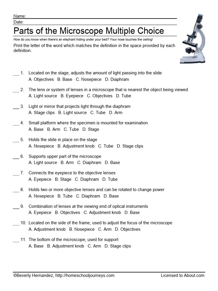 Microscope Multiple Choice | PDF