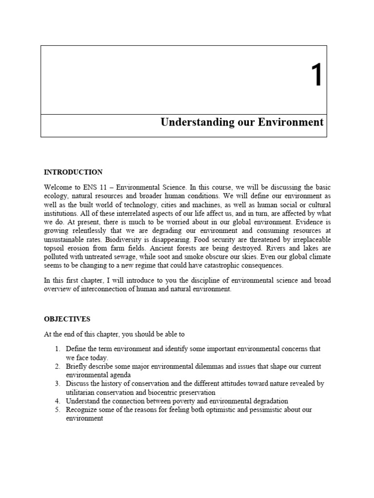 Chapter 1. Understanding Environmental Science | PDF | Environmentalism ...