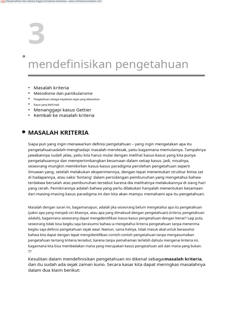 Bab 3 - Defining Knowledge - En.id | PDF | Filsafat | Sains & Matematika