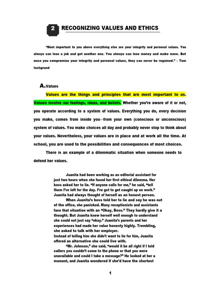 Ethical Dilemmas in the Workplace | PDF | Lie | Integrity