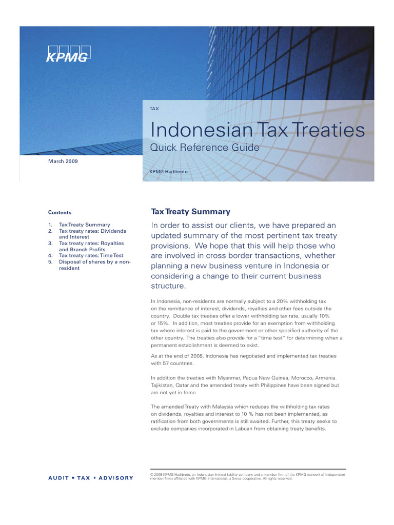 Indonesian Tax Treaties Quick Reference Guide - Revised | PDF | Tax ...