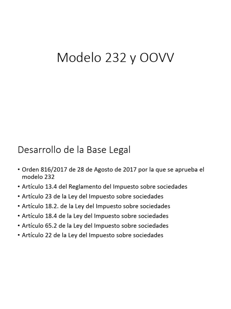 Modelo 232 y OOVV | PDF | Impuestos | Mercado (economía)
