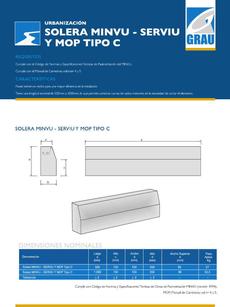 Solera Minvu Serviu y MOP Tipo C | PDF