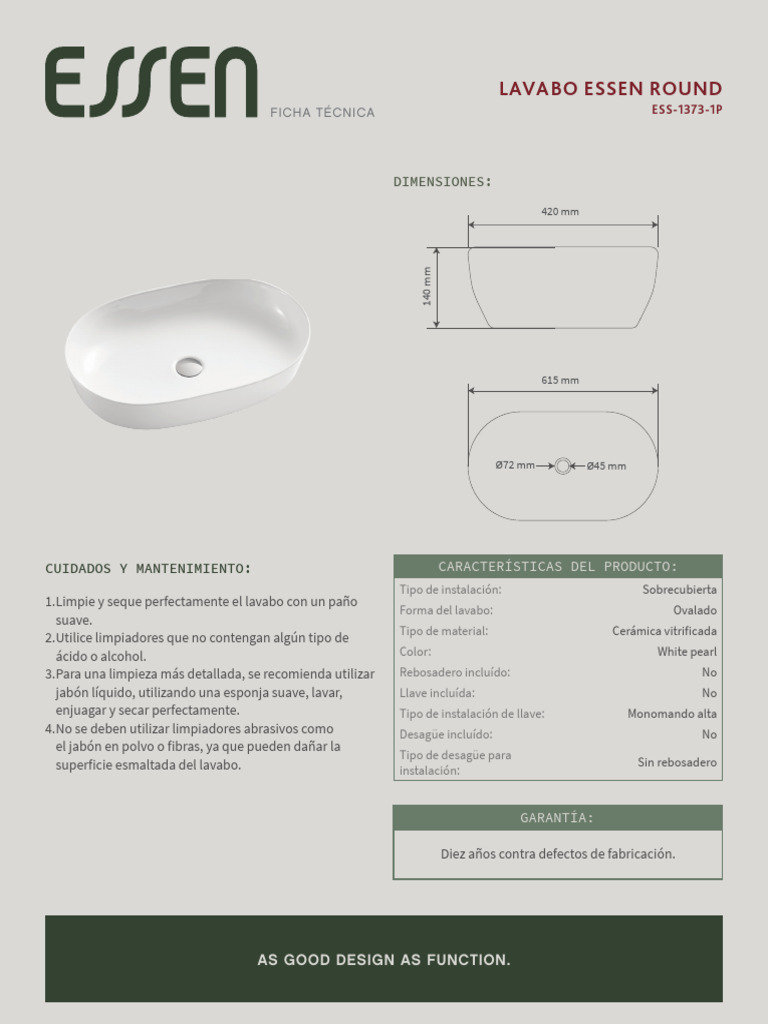 Ficha_Tecnica_Lavabo_Essen_Round_Interceramic_2023 | PDF