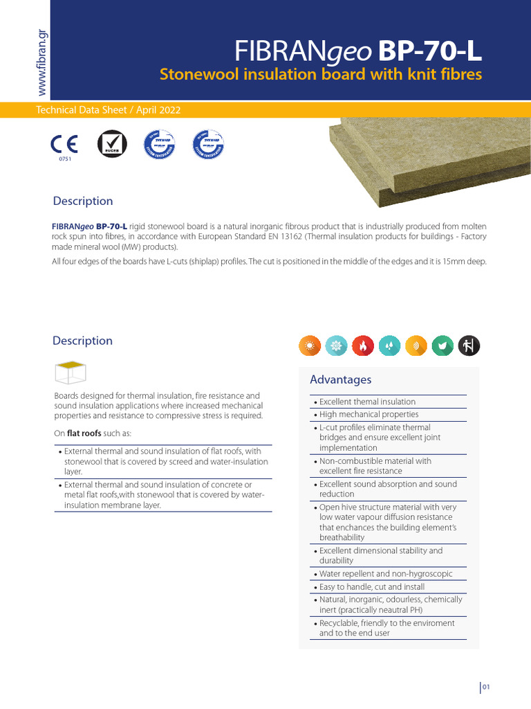TDS FIBRAN Geo BP-70-L en | PDF | Thermal Insulation | Roof