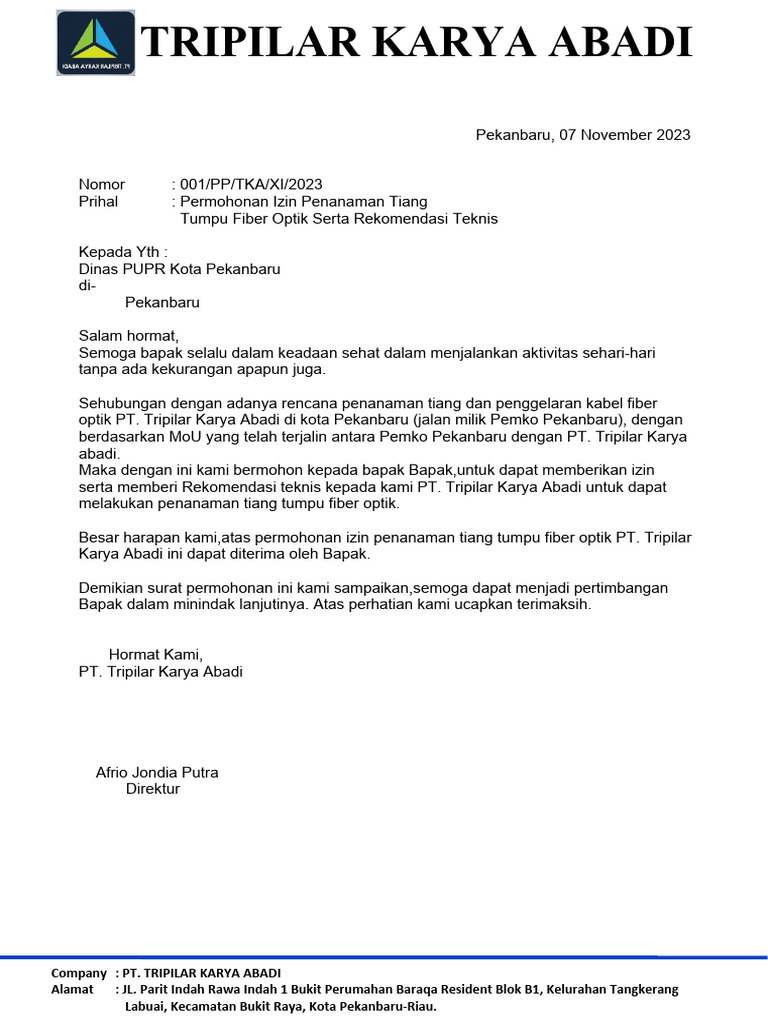 Surat Permohonan Pupr | PDF