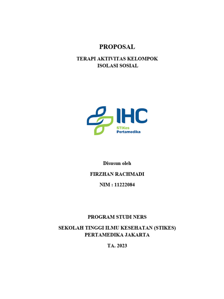 Terapi Aktivitas Kelompok untuk Isolasi Sosial | PDF