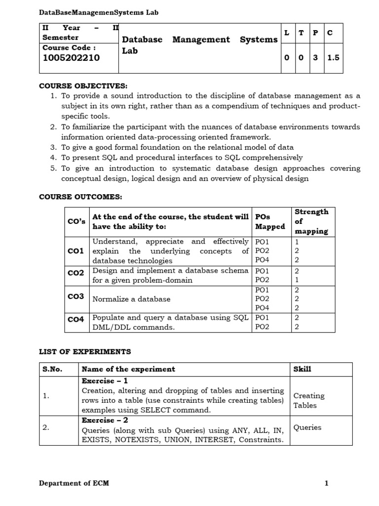 Ii - Ii DBMS Lab | PDF | Databases | Information Retrieval