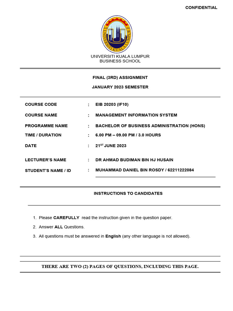 MIS Final Assessment EIB20203 | PDF | Malware | Computer Security