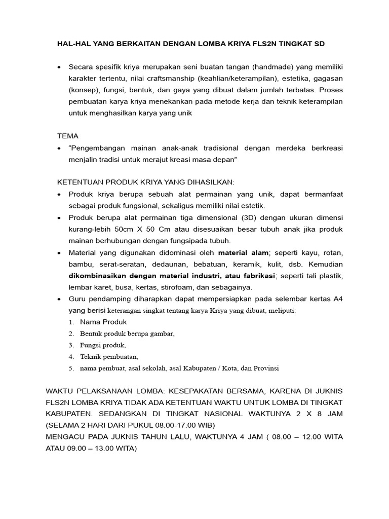 Bahan TM FLS2N Kriya Tingkat SD | PDF