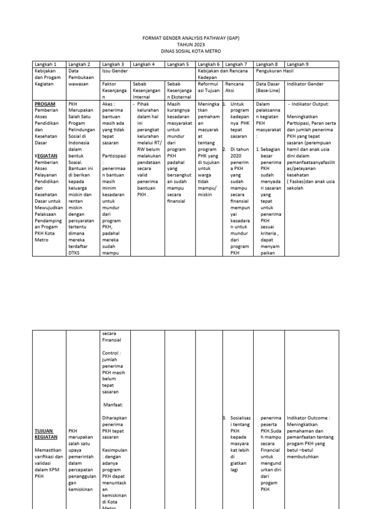 Format Gender Analysis Pathway | PDF