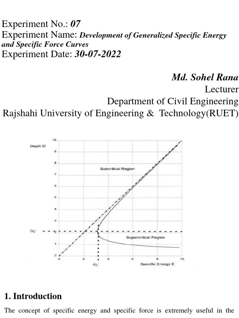 7) Generalized Specific Energy and Specific Force Curves-1 | PDF ...