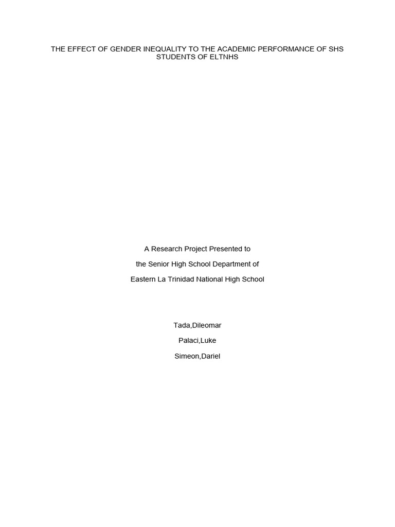 Gender Inequality in SHS Academic Performance | PDF | Gender | Gender ...