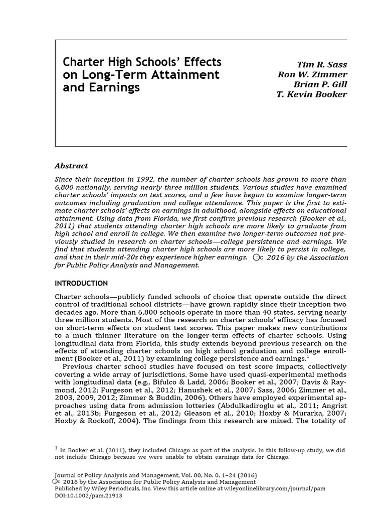 Sass Et Al 2016 Journal of Policy Analysis and Management | Download ...