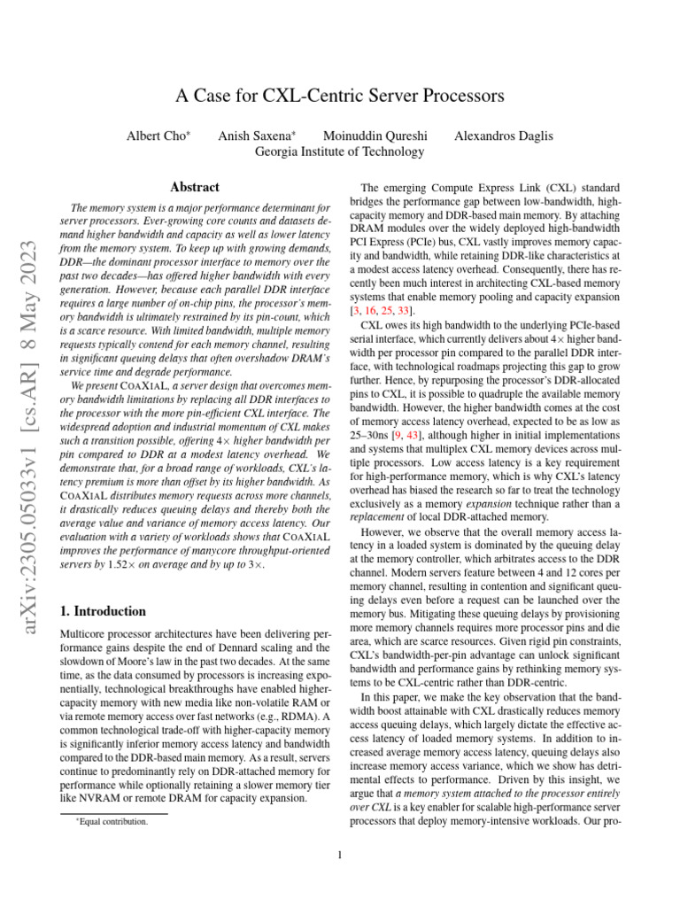 A Case For CXL-Centric Sever Processors | PDF | Computer Memory ...