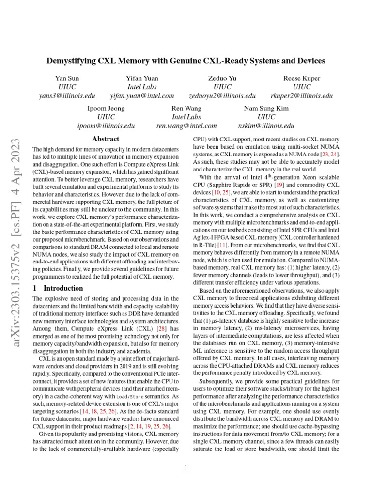 Demystifying CXL Memory With Genuine CXL Ready Systems and Devices ...
