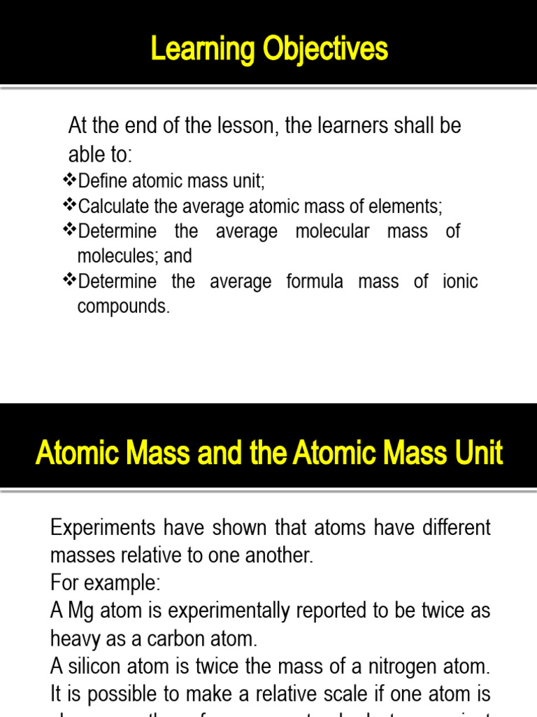 Calculating Atomic and Molecular Masses | PDF | Atoms | Chemical Elements