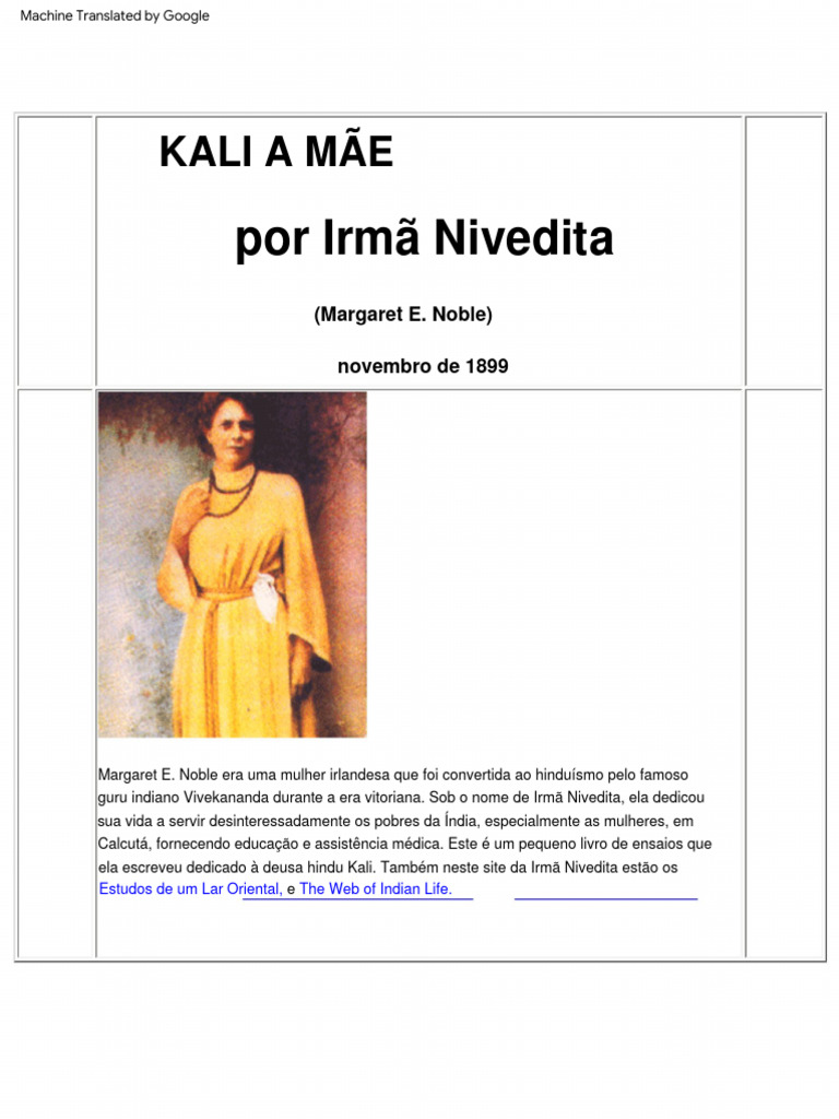 Irmã Nivedita e a Deusa Kali | PDF | Kali | Amor