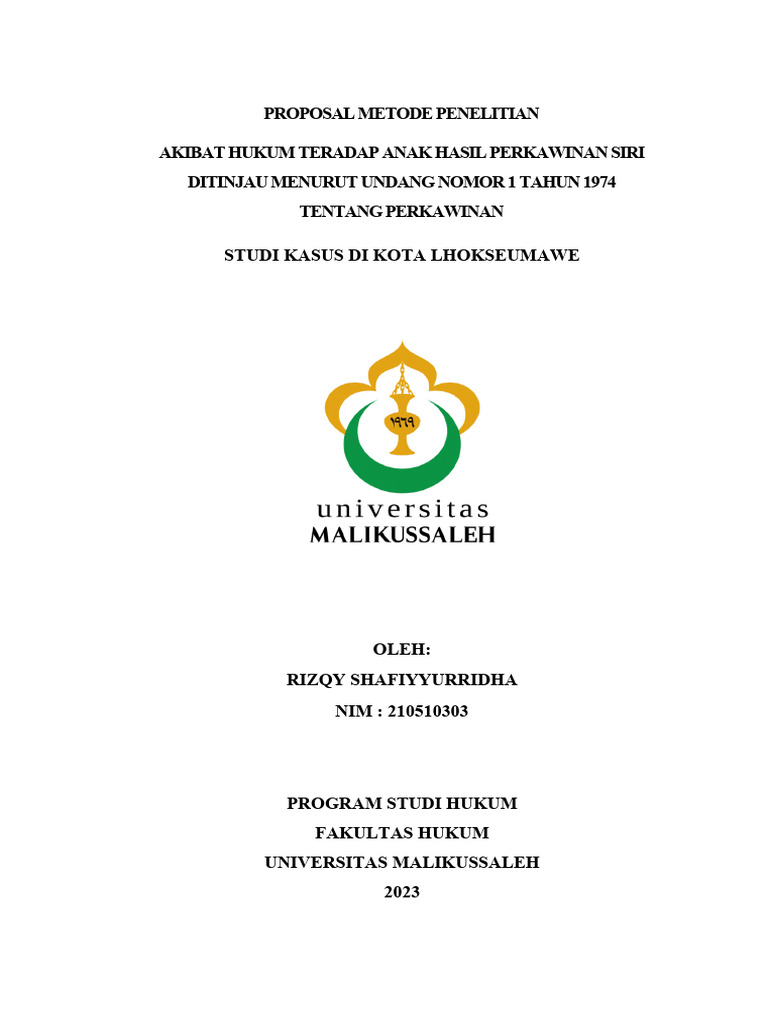 PROPOSAL METODE PENELITIAN (Rizqy) | PDF