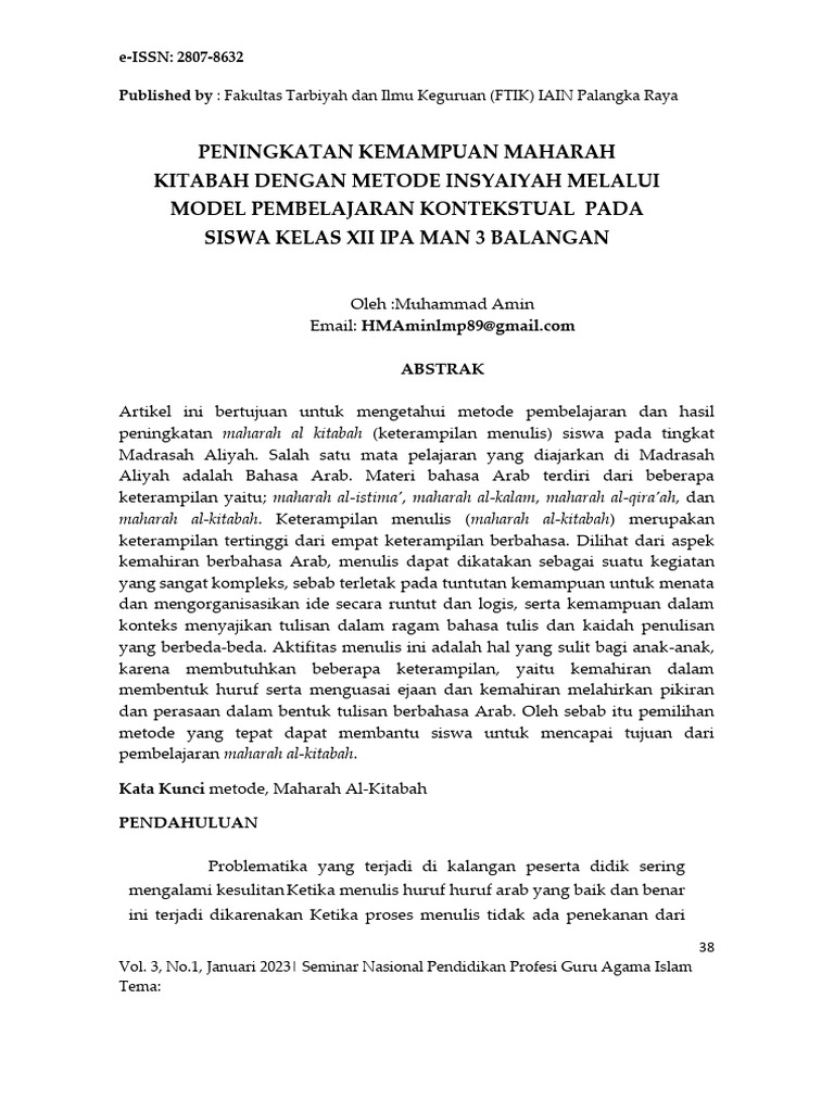 Peningkatan Maharah Kitabah Siswa XII IPA | PDF