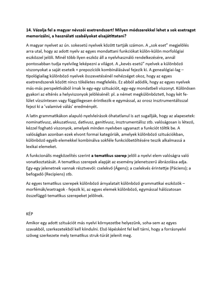 Magyar Névszói Esetrendszer | PDF