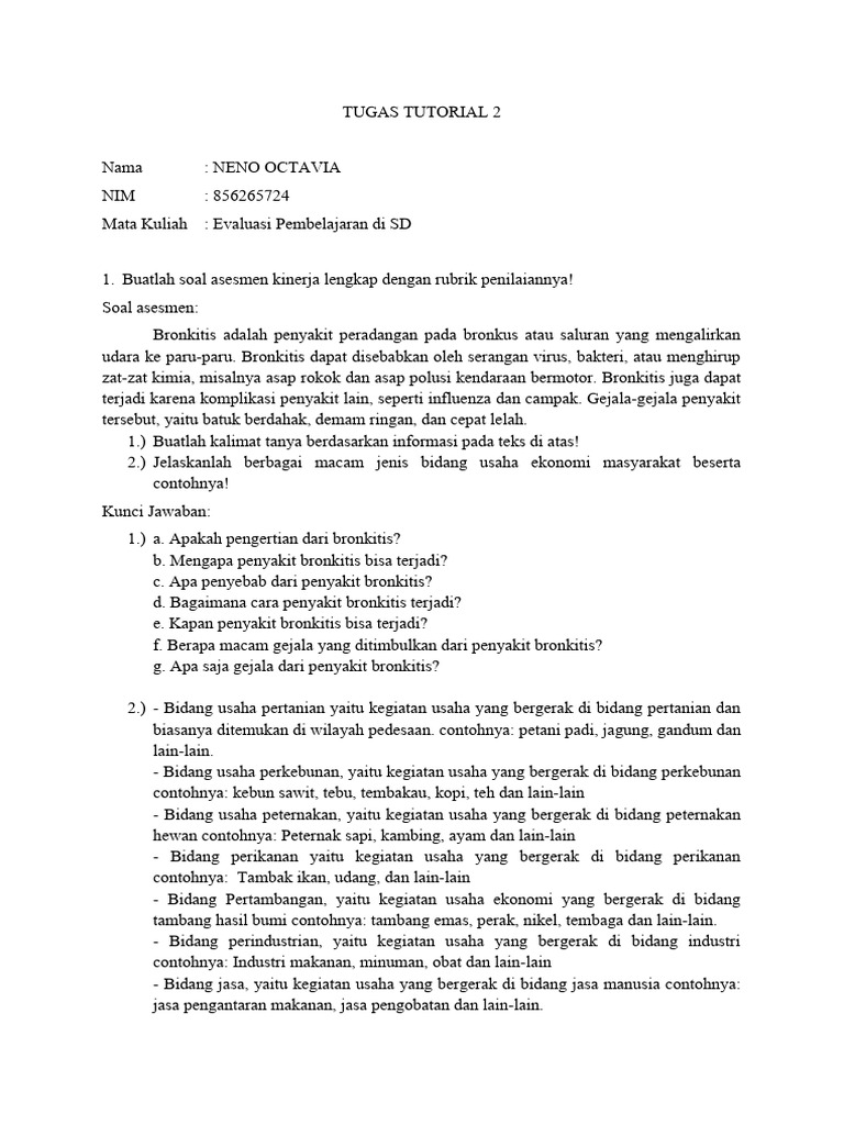 TUGAS TUTORIAL 2 Evaluasi Pembelajaran | PDF