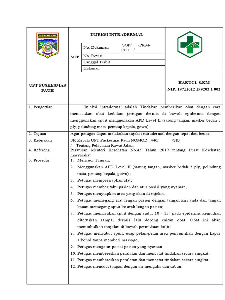 Injeksi Intradermal | PDF
