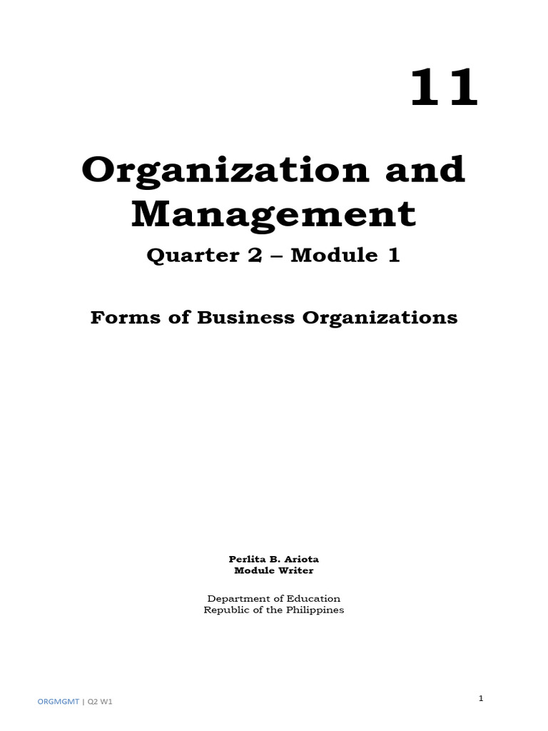 Organization and Management Q2 Week 1 | Download Free PDF | Learning ...