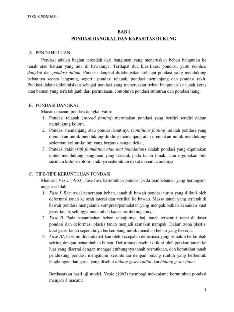 Teknik Pondasi Dangkal dan Kapasitas Dukung | PDF