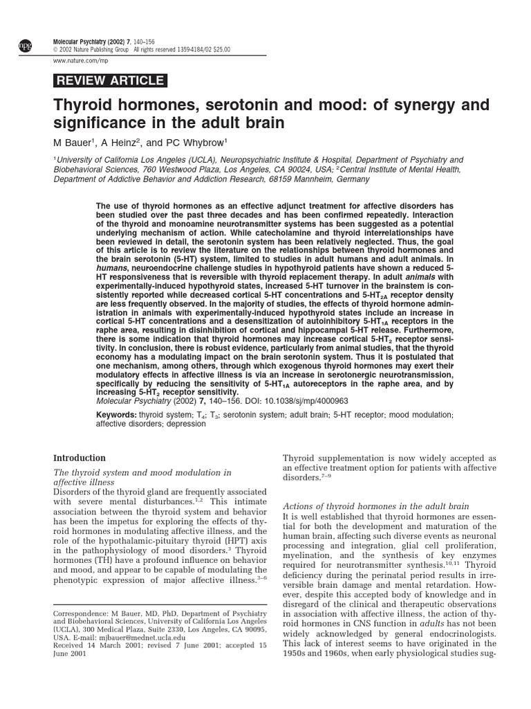 Hormonii Tiroidieni Și Serotonina | PDF | Serotonin | Brain