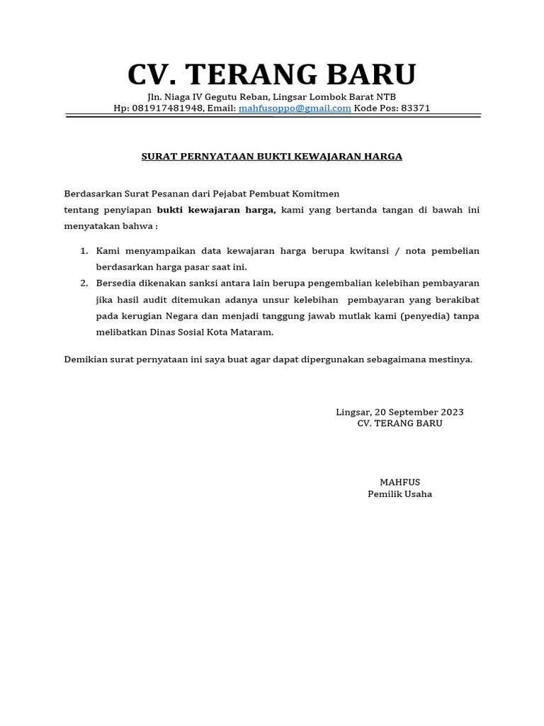 CV. Terang Baru | PDF
