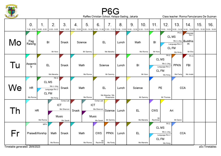 P6G Term 2 Class Schedule | PDF
