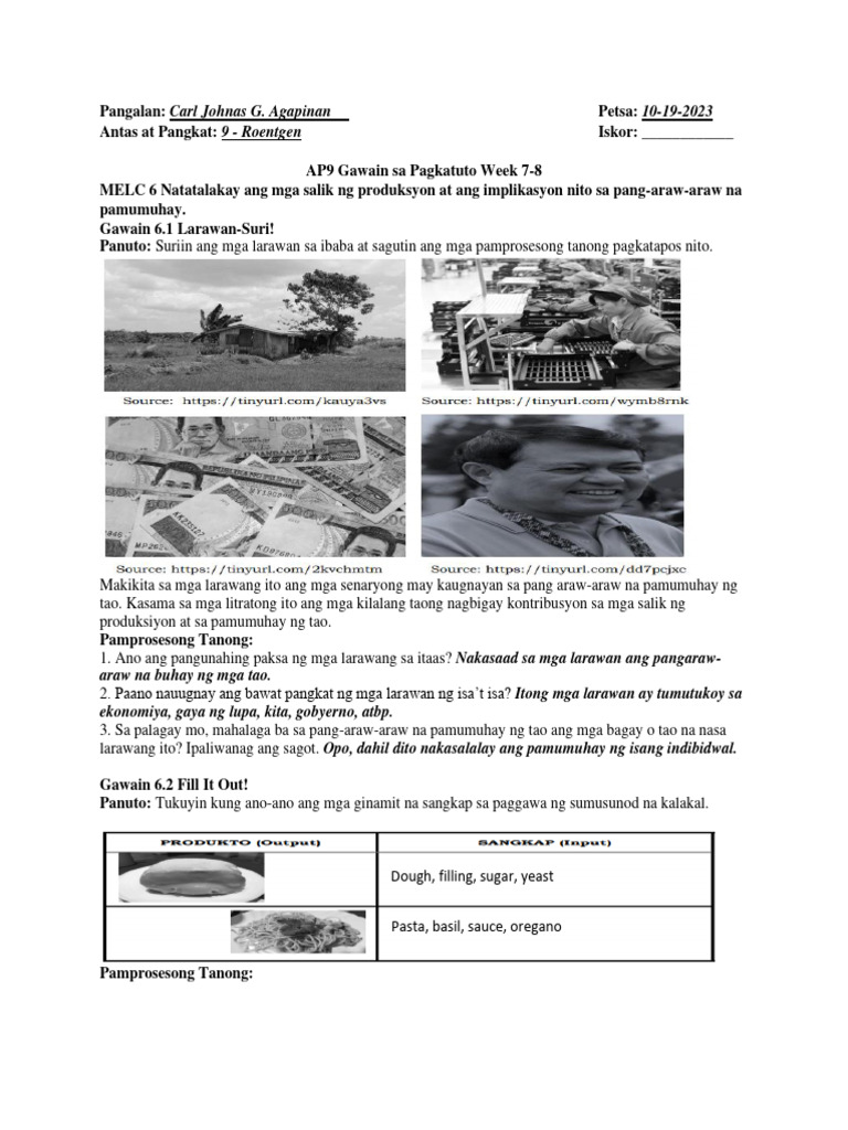 B01 - Agapinan, Carl Johnas G. - AP9 Gawain Sa Pagkatuto Week 7-8 | PDF