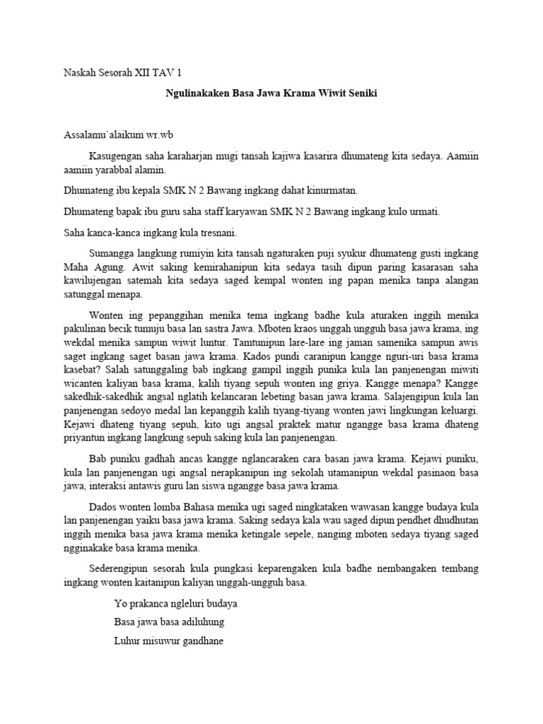 Naskah Sesorah-Lomba Pidato Jawa | PDF