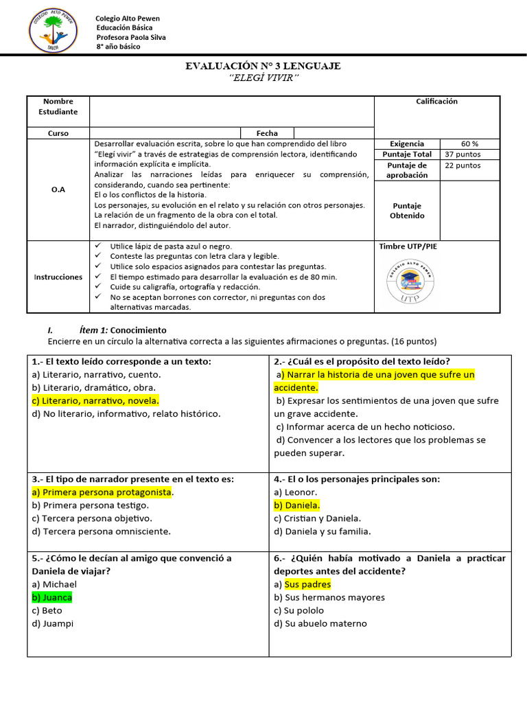 Prueba Elegi Vivir | PDF | Narración