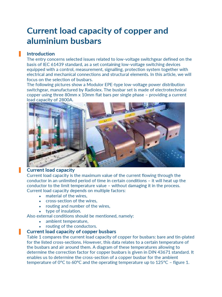 Current Load Capacity of Copper and Aluminium Busbars | PDF | Science & Mathematics