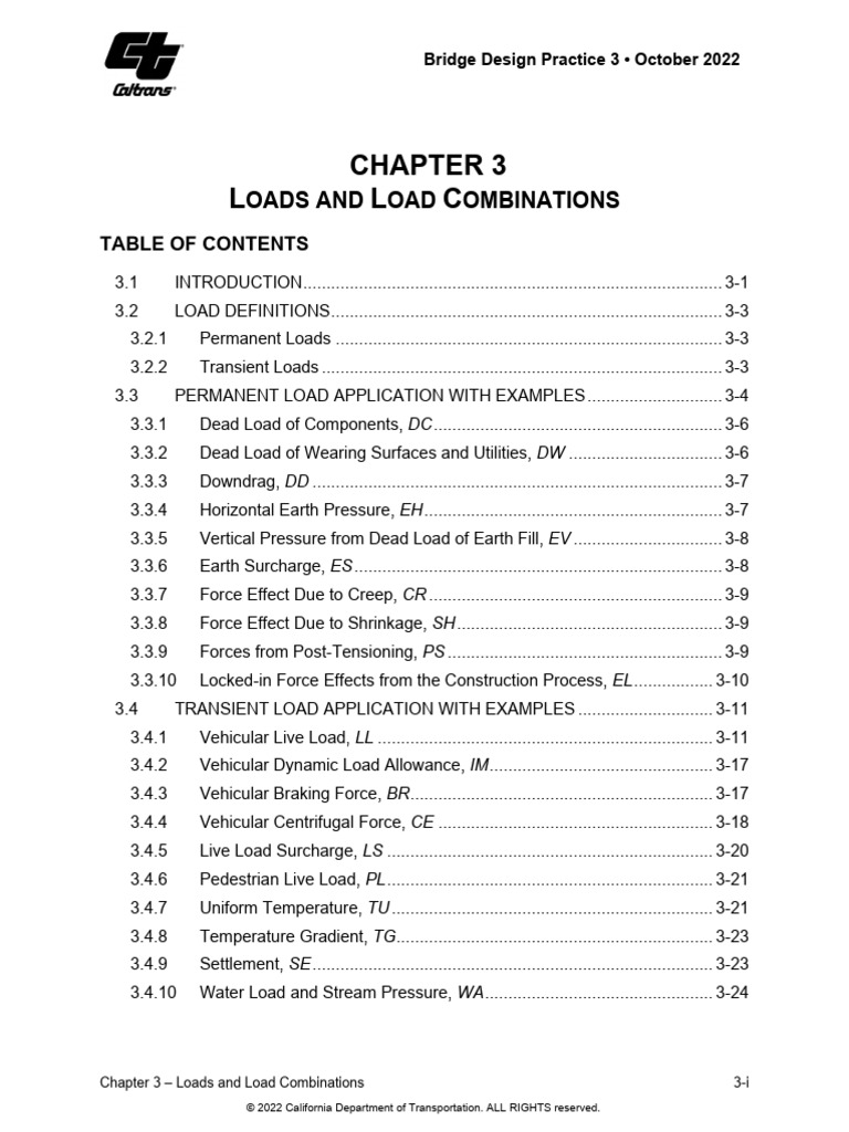 BDP Chapter 3LoadsAndLoadCombinations A11y | PDF | Bridge | Geotechnical Engineering