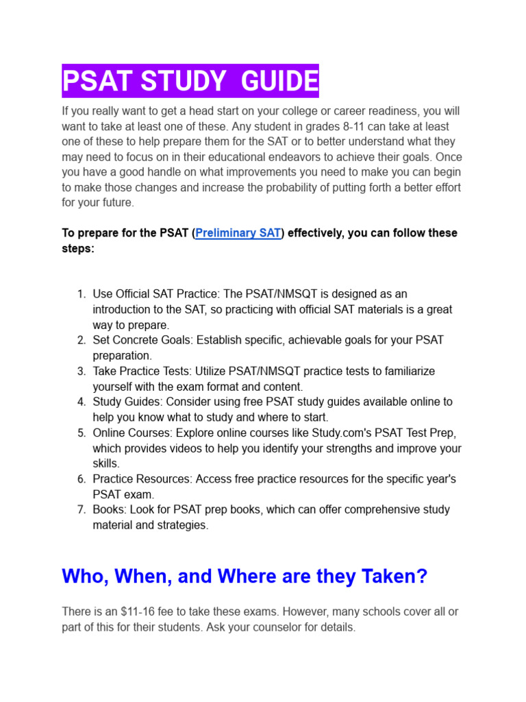 Psat Study Guide | PDF | Sat | Mathematics