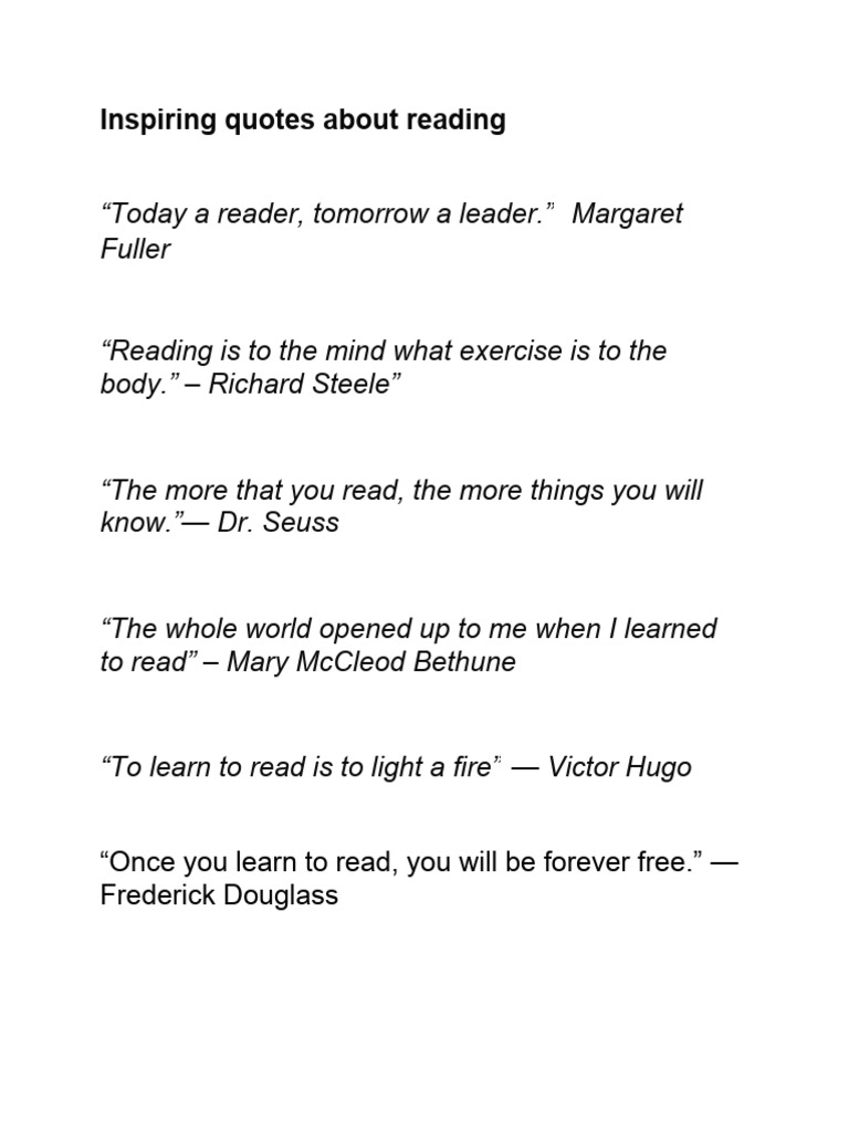 Inspiring Quotes on Reading | PDF | Philosophy
