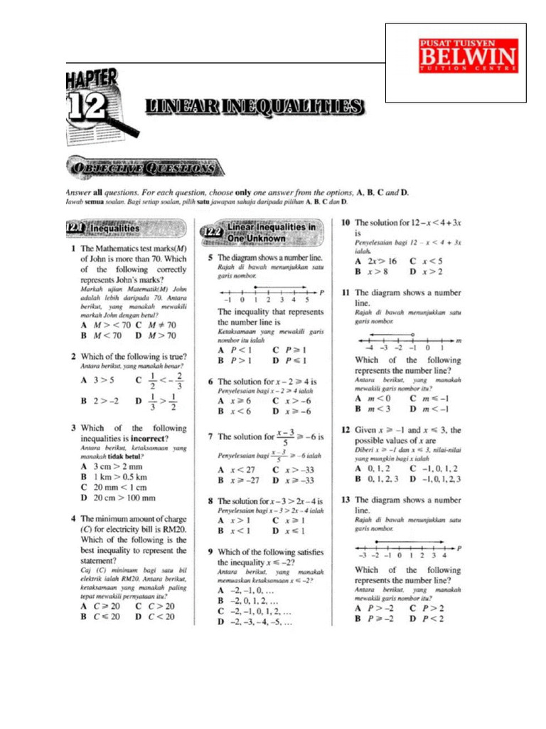 MM T1 Ketaksamaan Linear | PDF